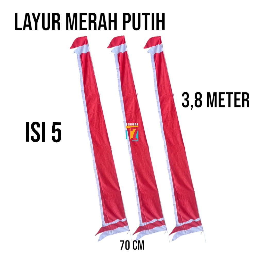 Jual 5PCS BENDERA LAYUR 3,8 METER JUMBO UMBUL UMBUL MERAH PUTIH BESAR | Shopee Indonesia