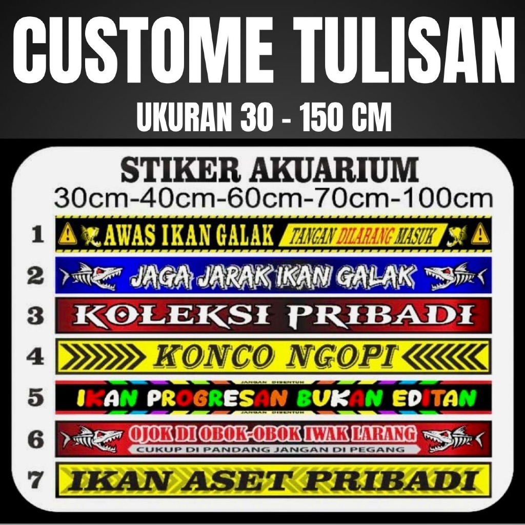 Jual Custom Stiker Akuarium Ikan Galak / Custome Tulisan Kata-kata ...