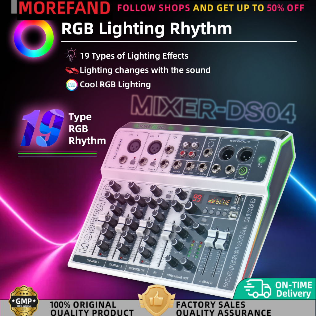 Jual Professional 4-Channel Mixer Audio RGB Lighting Rhythm 99DSP Sound ...
