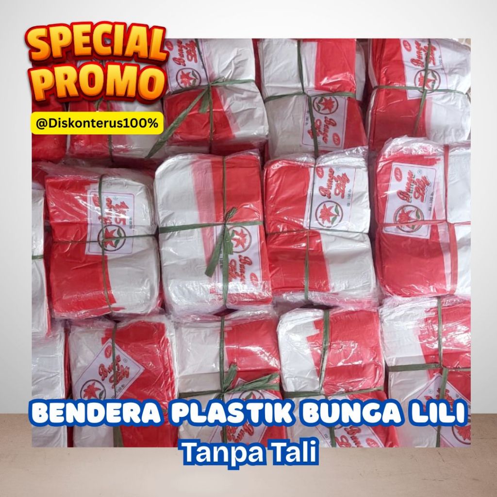 Jual [100 Lembar] Bendera Plastik Bunga Lily - bendera Indonesia Merah ...