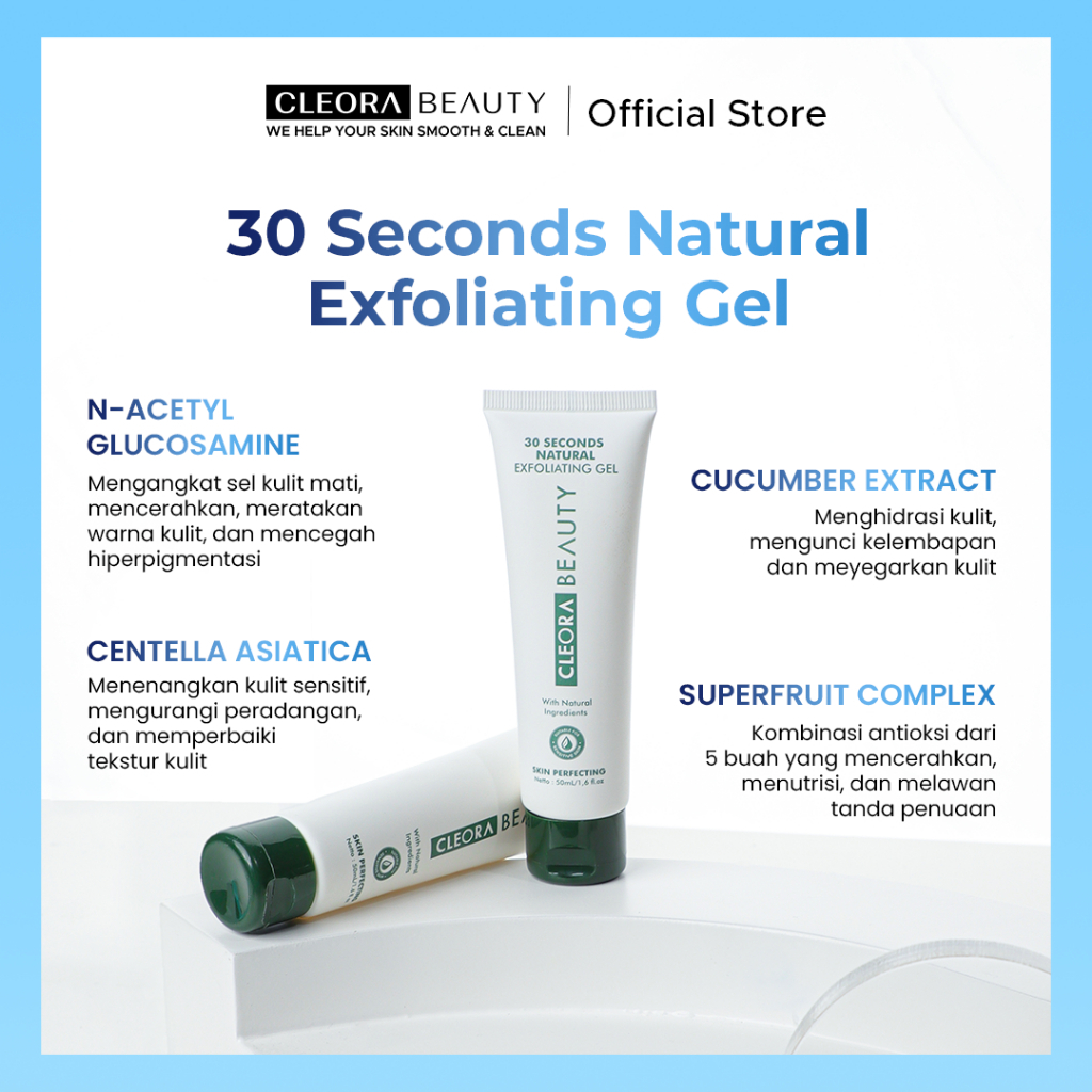 Jual Cleora 30 Seconds Natural Exfoliating Gel Exfoliasi Wajah Untuk ...