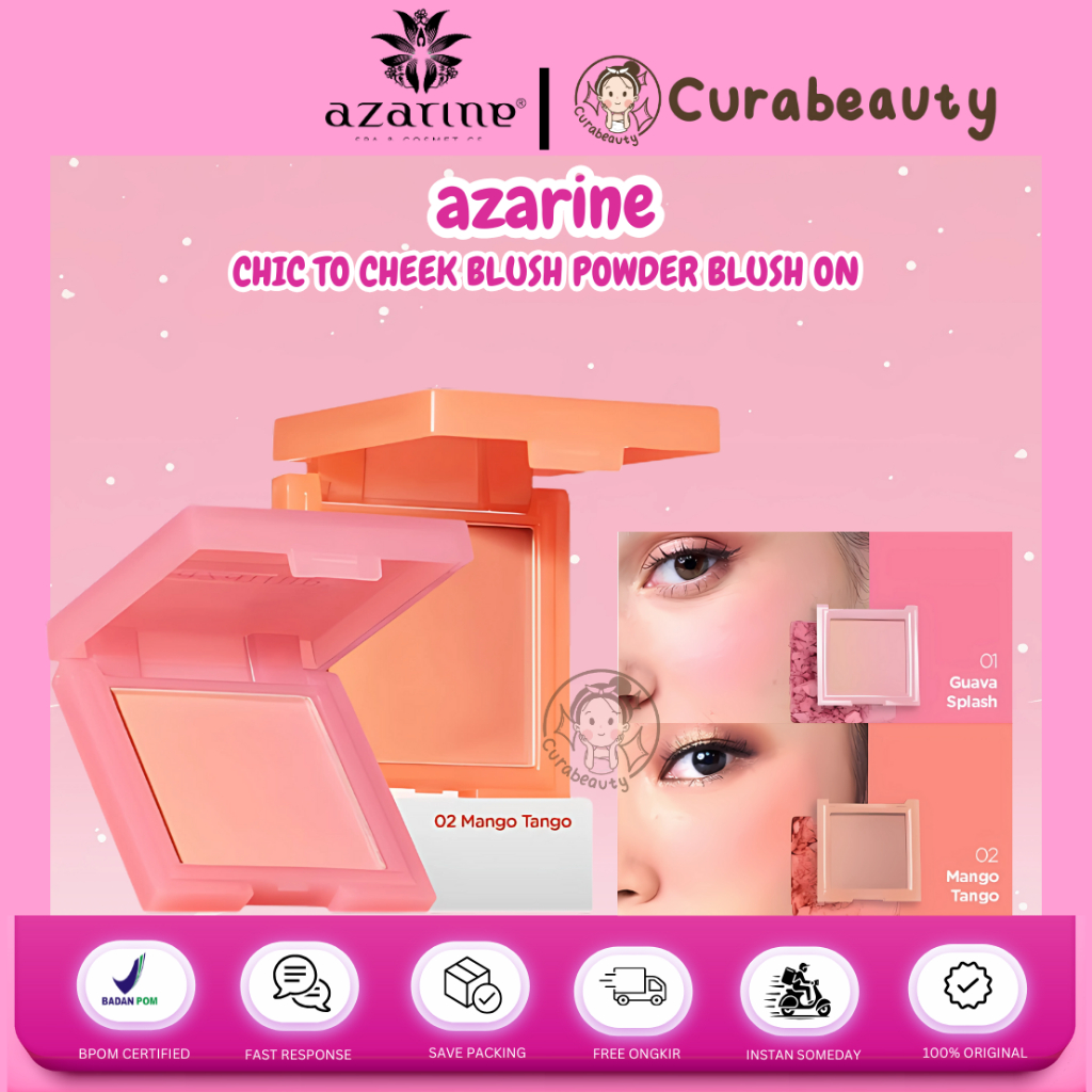 Jual •CURABEAUTY• MANADO AZARINE CHIC TO CHEEK BLUSH POWDER BLUSH ON ...
