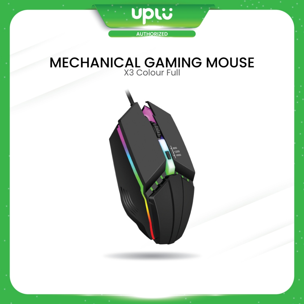 Jual Uplu Authorize Mechanical Gaming Mouse x3 Colour Full LED Optical ...