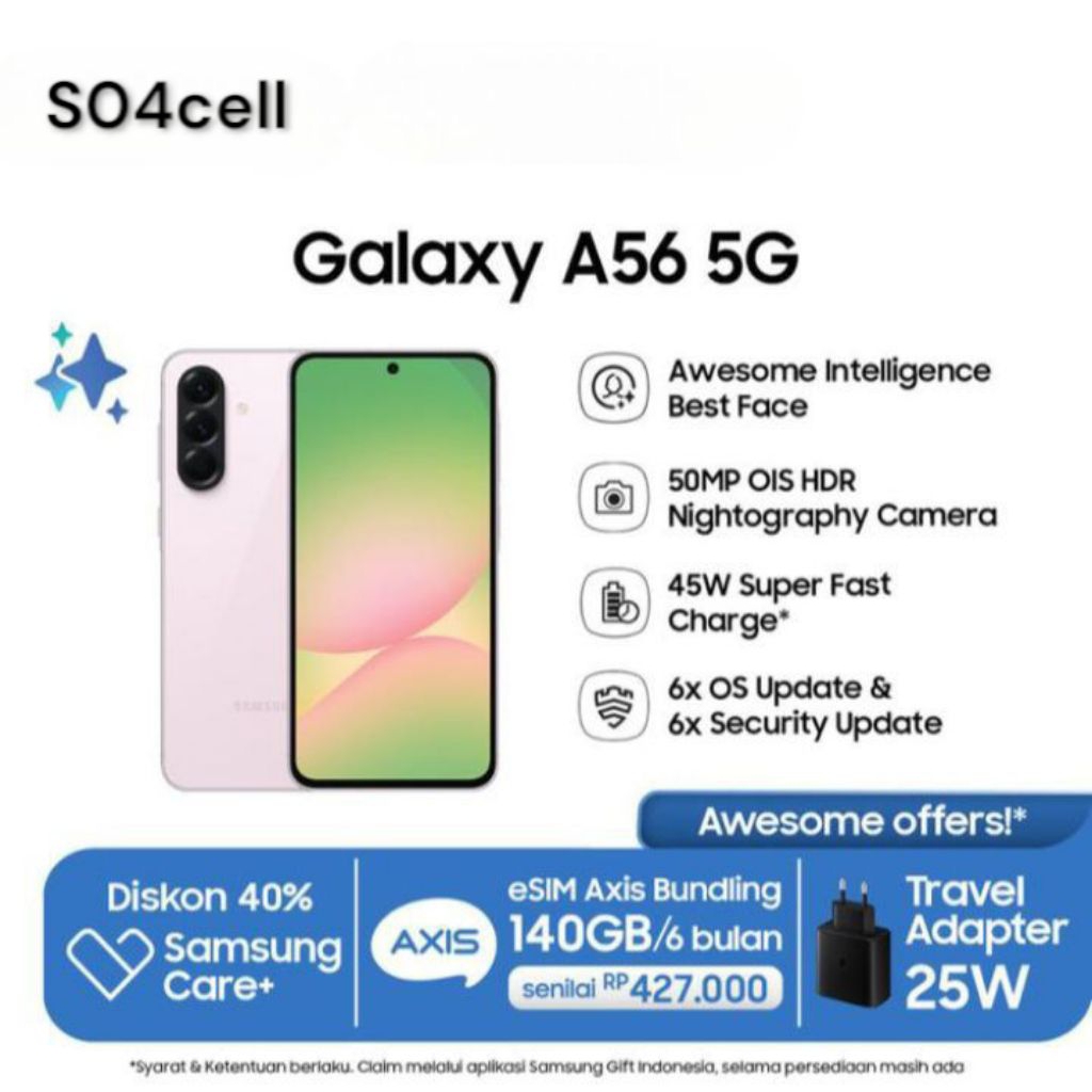 Jual Samsung Galaxy A56 5G 12/256GB | 8GB/256GB Galaxy AI - Smartphone AI - 50MP OIS HRD Camera ...