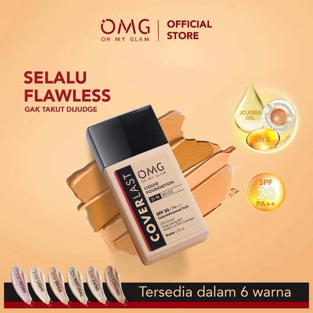 Jual OMG Oh My Glam Coverlast Liquid Foundation SPF 20 PA++ | Alas ...