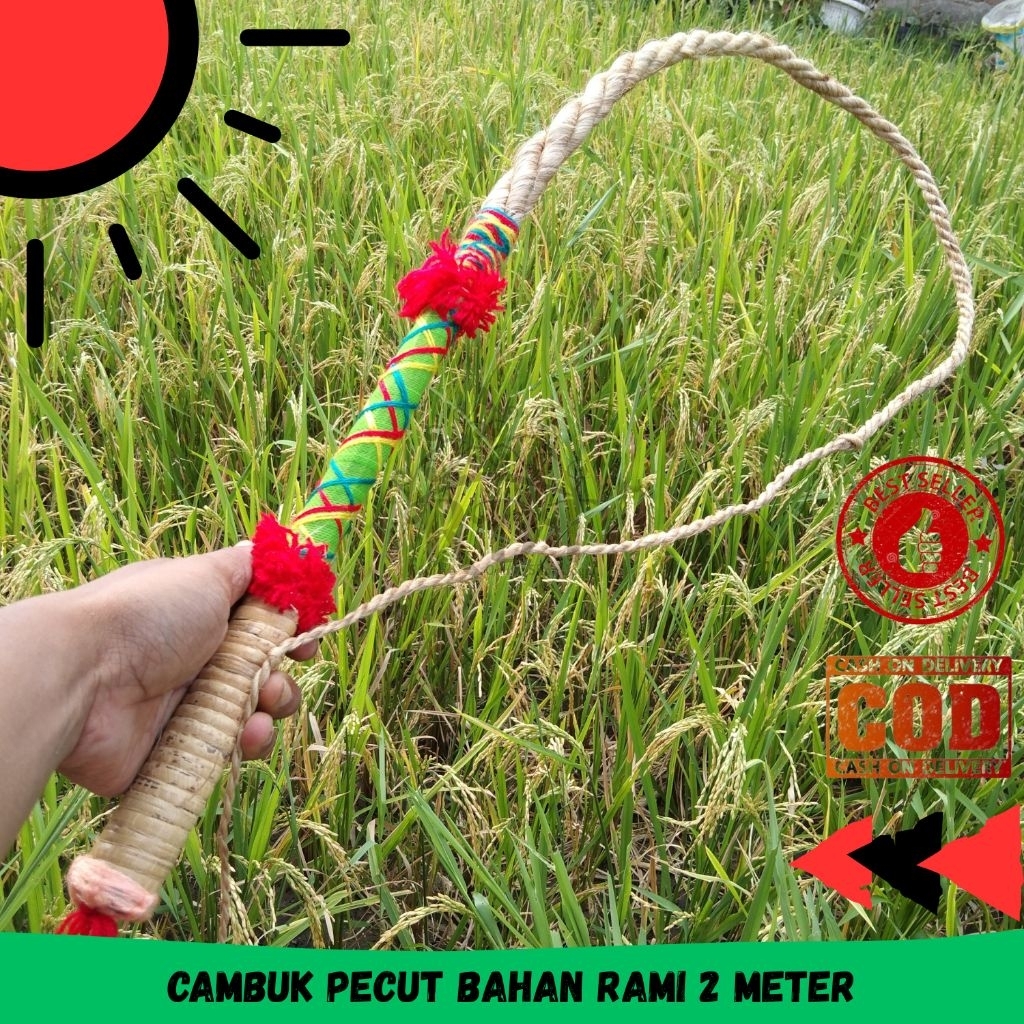 Jual Mainan tradisional anak cambuk pecut bahan rami panjang 2 meter ...