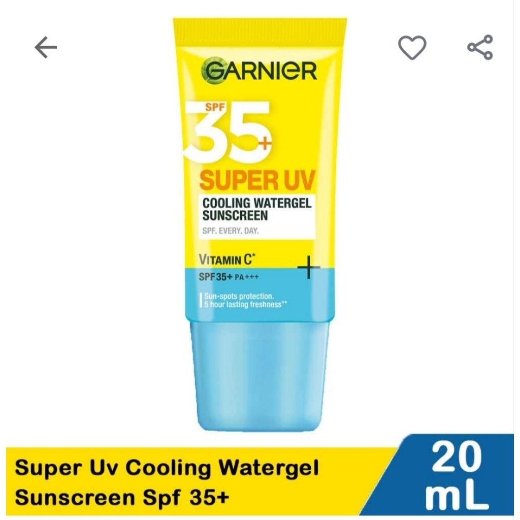 Jual Garnier Super UV Cooling Watergel Sunscreen Spf+ 35+++ 20ml ...