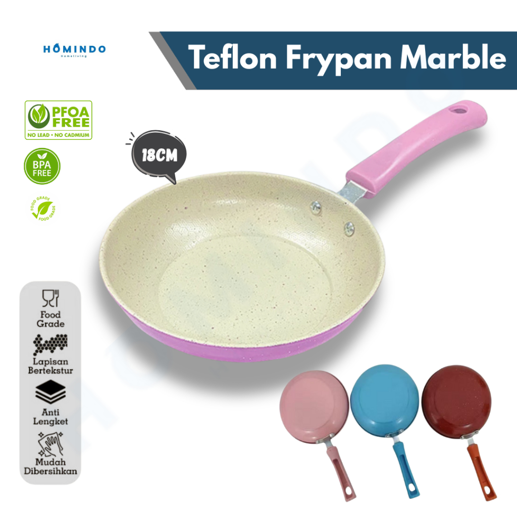 Jual HOMINDO [COD] Panci Teflon Frypan Murah Warna Ukuran 18cm Wajan ...