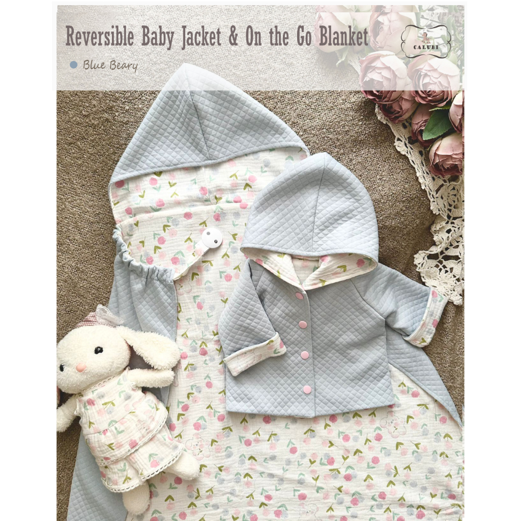 Jual CALUBI - Blue Beary - Reversible on the go blanket and baby jacket ...
