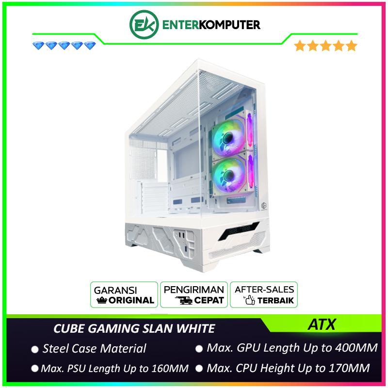 Jual CUBE GAMING SLAN WHITE - ATX Gaming Case - All White Inside - Digital CPU/GPU Screen ...