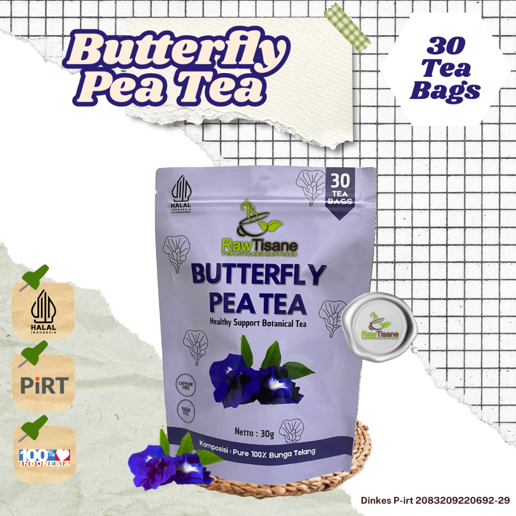 Jual RAW TISANE Butterfly Pea Tea : Blue Butterfly Pea Flower Tea / Teh Celup Bunga Telang 30 ...