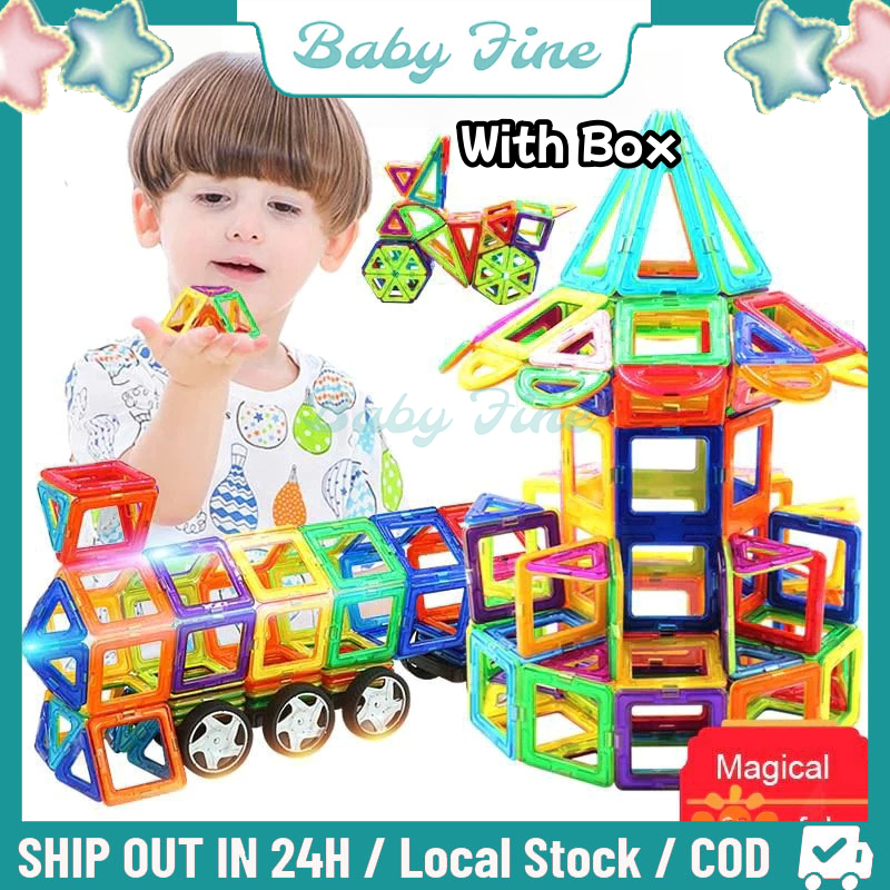 Jual 60/148pcs Mainan Magnetic Block Mainan Keping Magnet Susun DIY ...