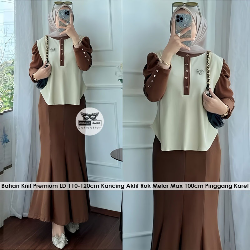 Jual Setelan Knit Mahiya Set LD 110cm PJ Rok 90cm Kancing Aktif Busui ...