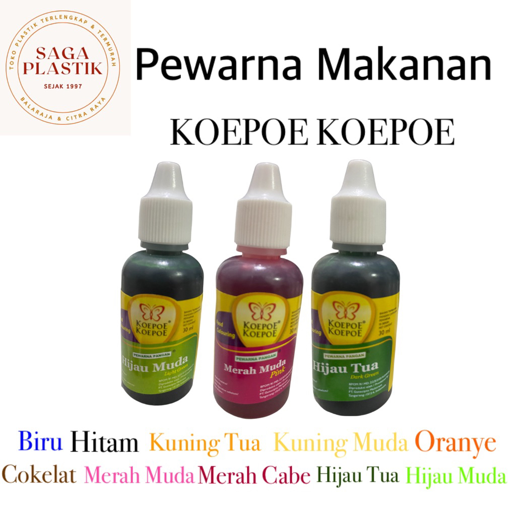 Jual Pewarna Makanan Koepoe Koepoe 30ml Biru Hitam Kuning Tua Kuning ...