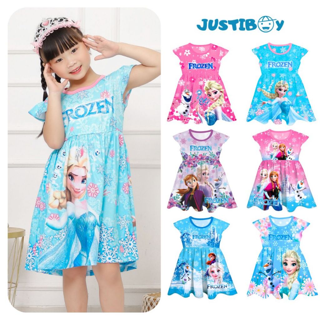 Jual JUSTIBOY Daster Anak Perempuan Frozen Lycra Spandex Full Printing ...