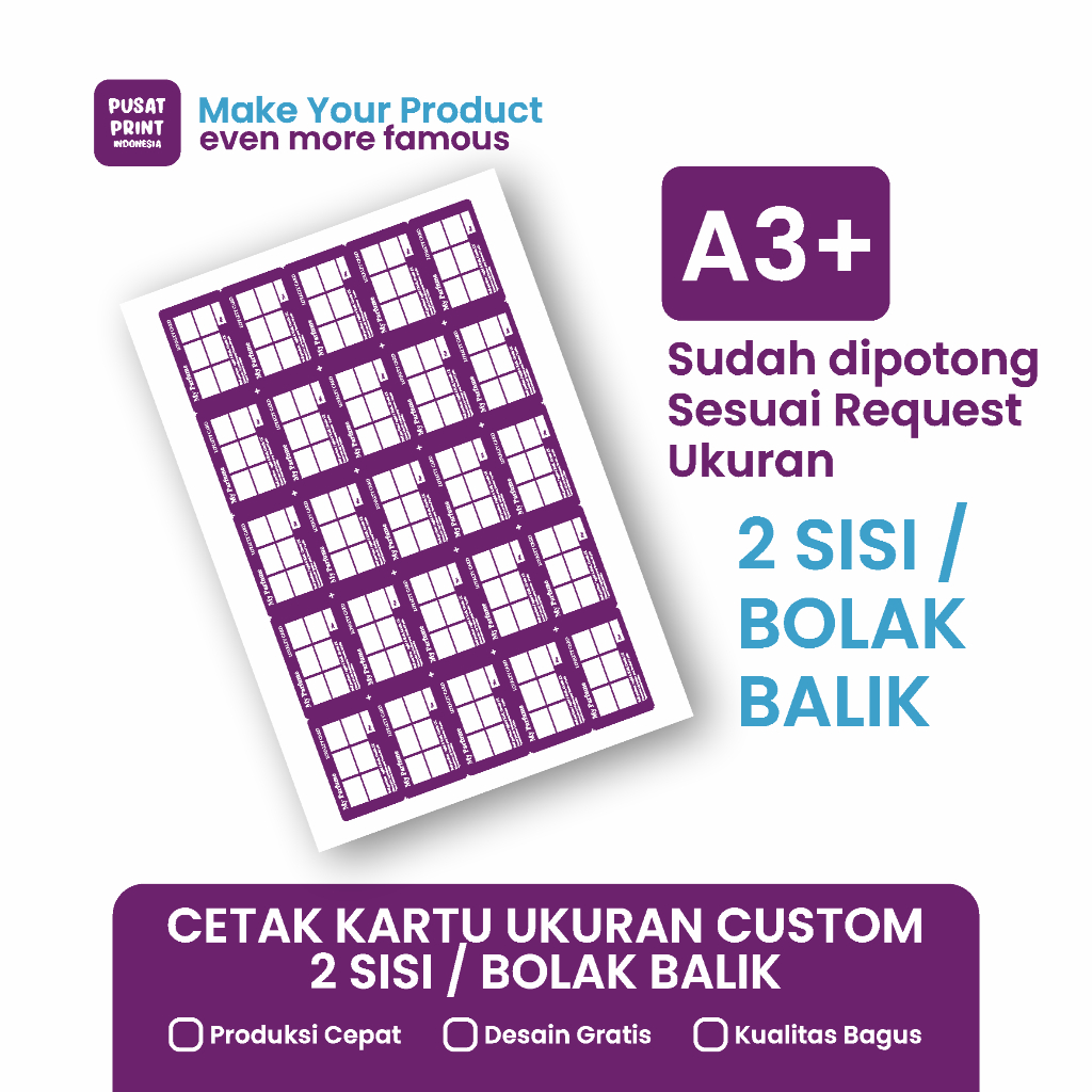 Jual Cetak Kartu Custom Lembar A3+, Kartu Nama, Kartu Ucapan, Kartu ...