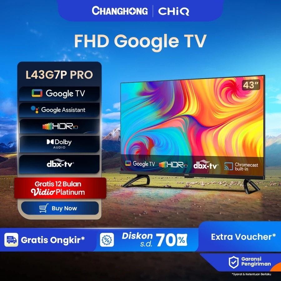Jual 【Google TV】CHANGHONG CHiQ 43 inch Smart TV Full HD-HDR10+DBX Dolby Audio Google Assistant ...