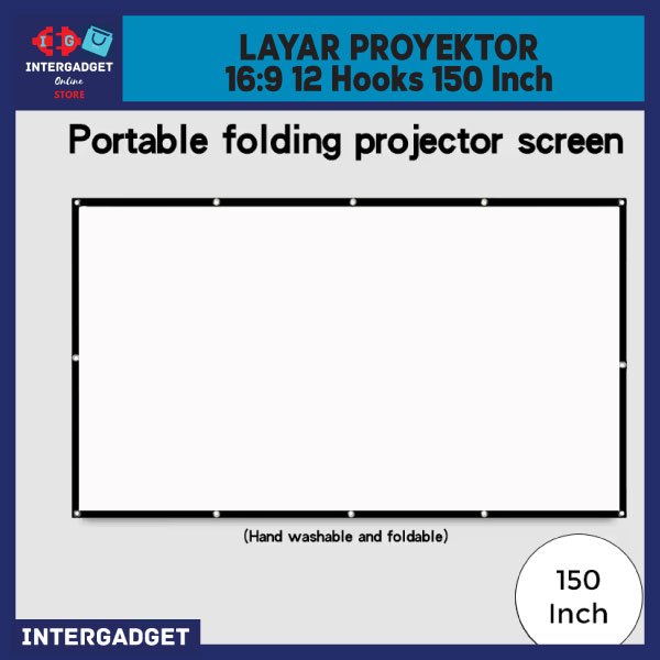 Jual Kain Layar Proyektor High Contrast HD 16:9 12 Hooks 150 Inch ...