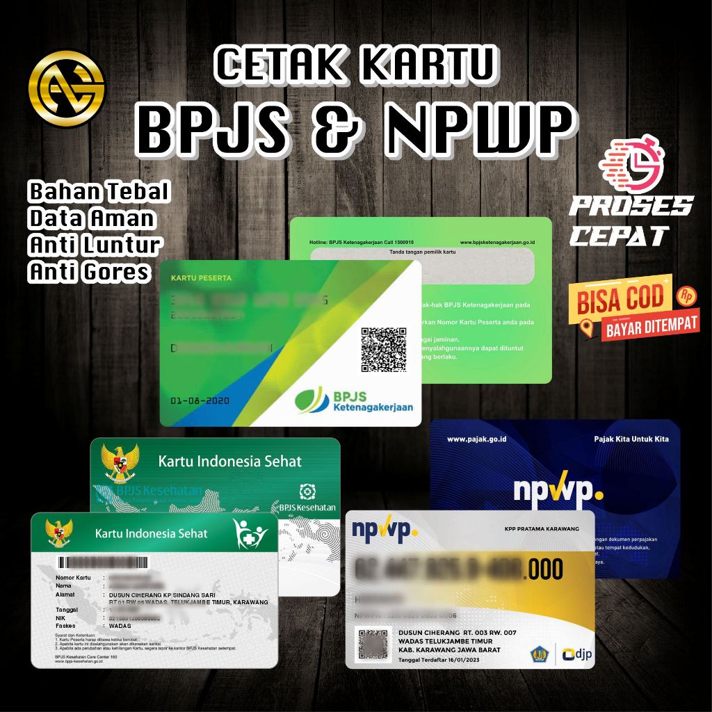 Jual CETAK KARTU BPJS KESEHATAN/KIS, BPJS KETENAGAKERJAAN & NPWP BAHAN ...