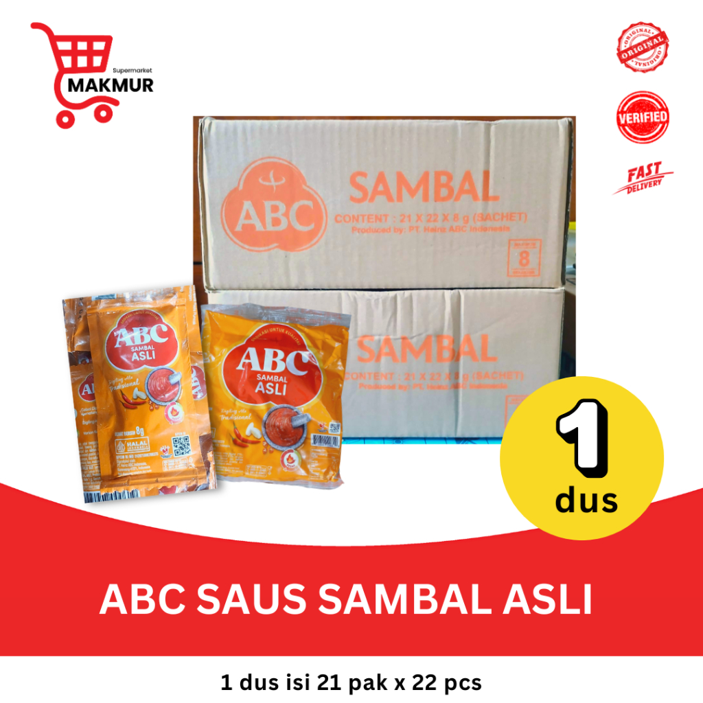 Jual ABC Saus Sambal Sachet 1 DUS isi 21 PAK x 22 PCS x 8 GRAM GROSIR ...