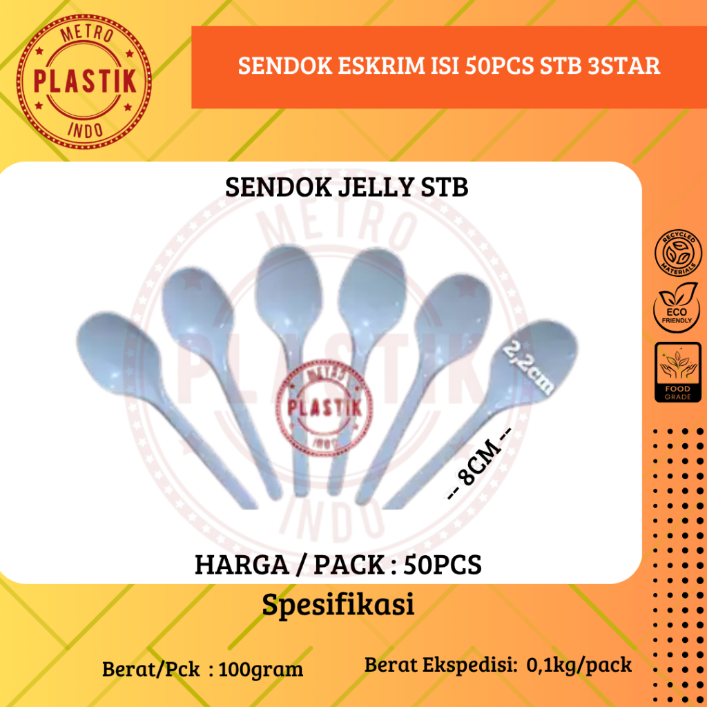 Jual Sendok Eskrim Isi 50pcs / Sendok Puding Jelly Plastik STB 3STAR ...