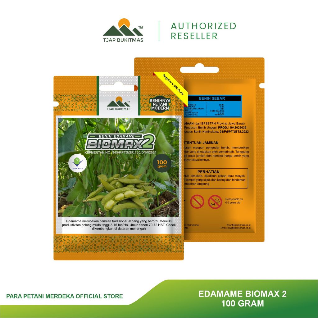Jual TJAP BUKITMAS Benih Edamame / Kedelai Jepang 100 Gram Varietas Biomax 1 dan Biomax 2 ...