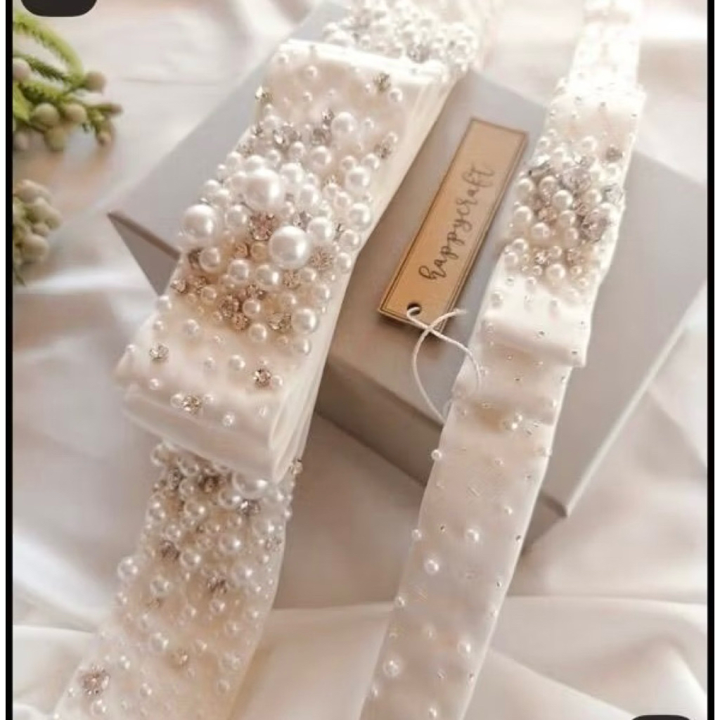 Jual Belt sash wedding putih pearl | Shopee Indonesia