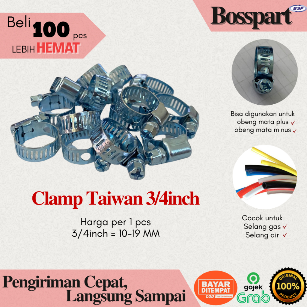 Jual Klem Selang Gas/Selang Air TAIWAN 3/4 inch / Hose Clamp Selang ...