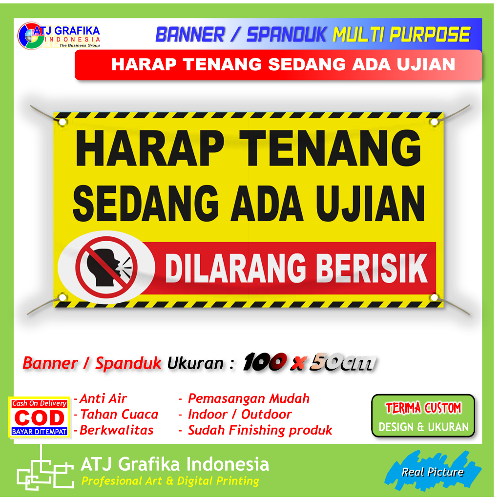 Jual Banner spanduk harap tenang sedang ada ujian peringatan dilarang ...
