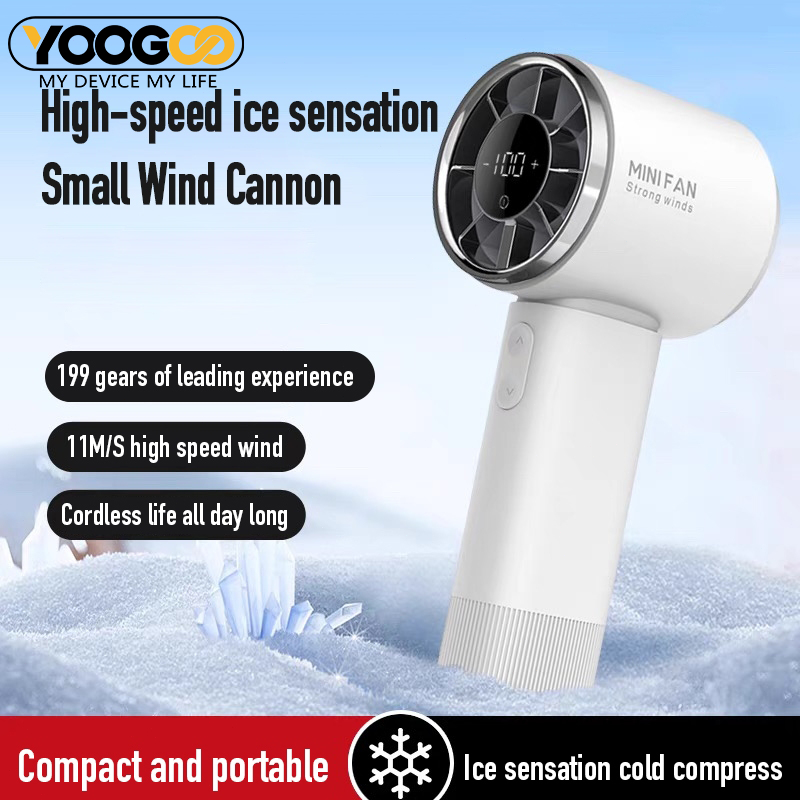 Jual YOOGOO 5000mAh Kipas Angin Portable Mini Fan Strong Wind Force Ice ...