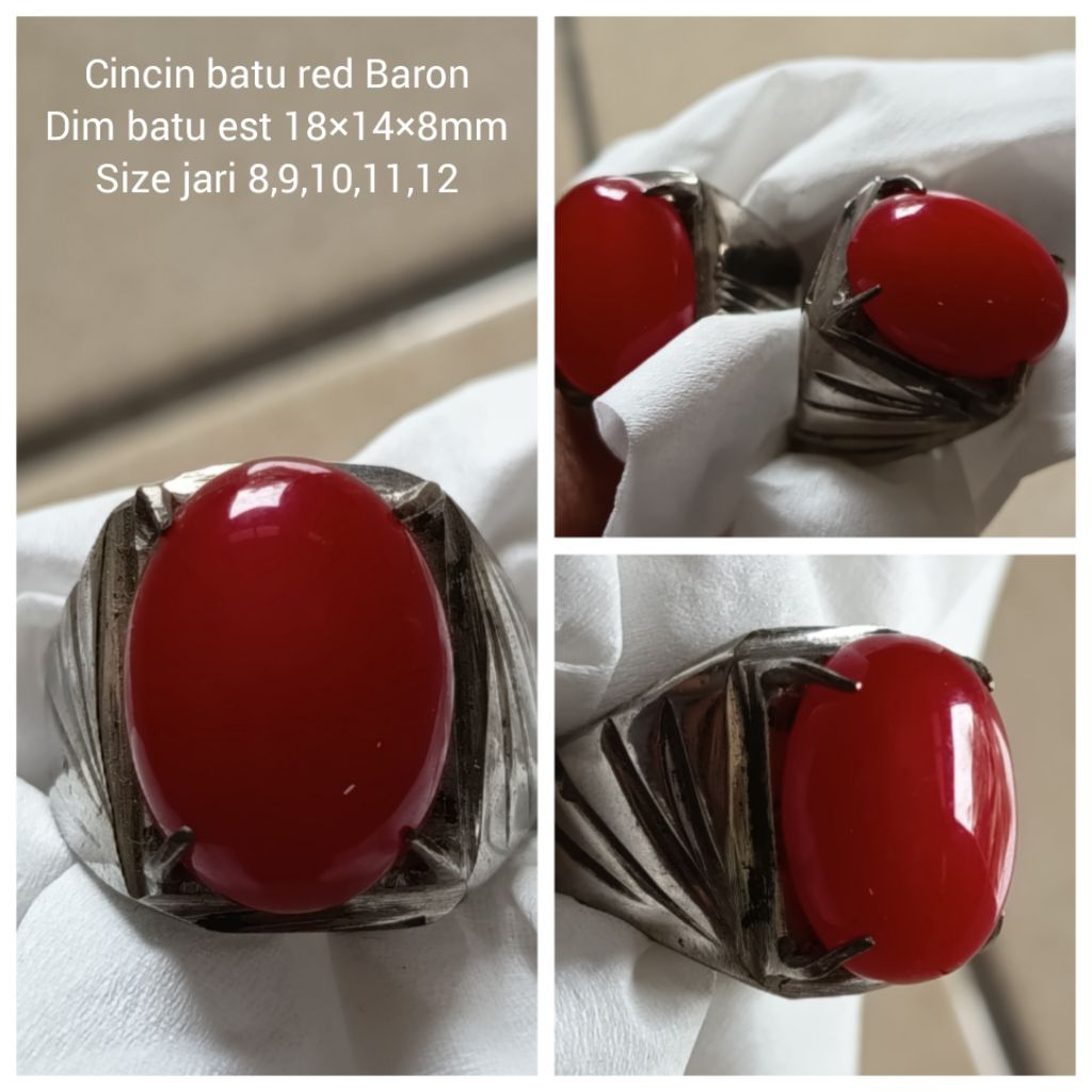 Jual CINCIN BATU NATURAL RED BARON RING MONEL | Shopee Indonesia