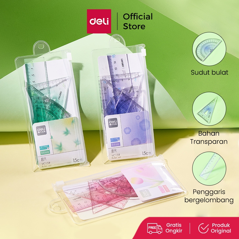 Jual Deli Set Penggaris / Ruler Set VS158 | Shopee Indonesia