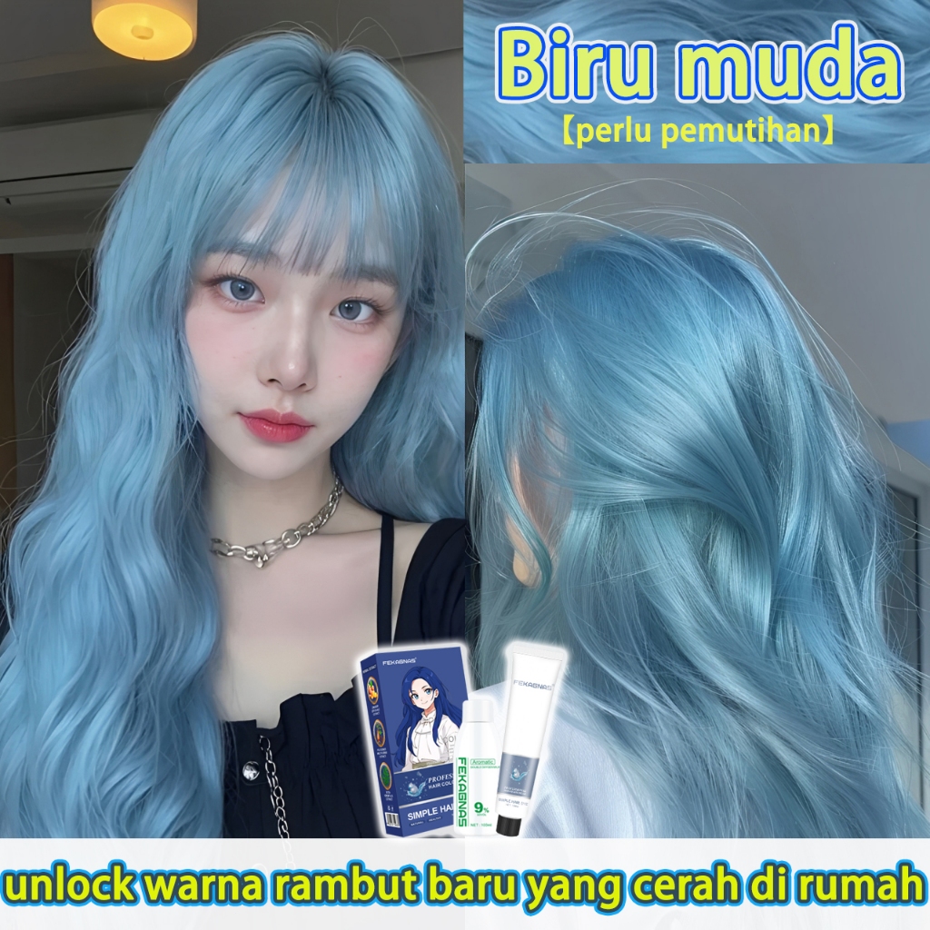 Jual 【Cat rambut efisien】FEKAGNAS Cat rambut biru muda 200ML,warna ...