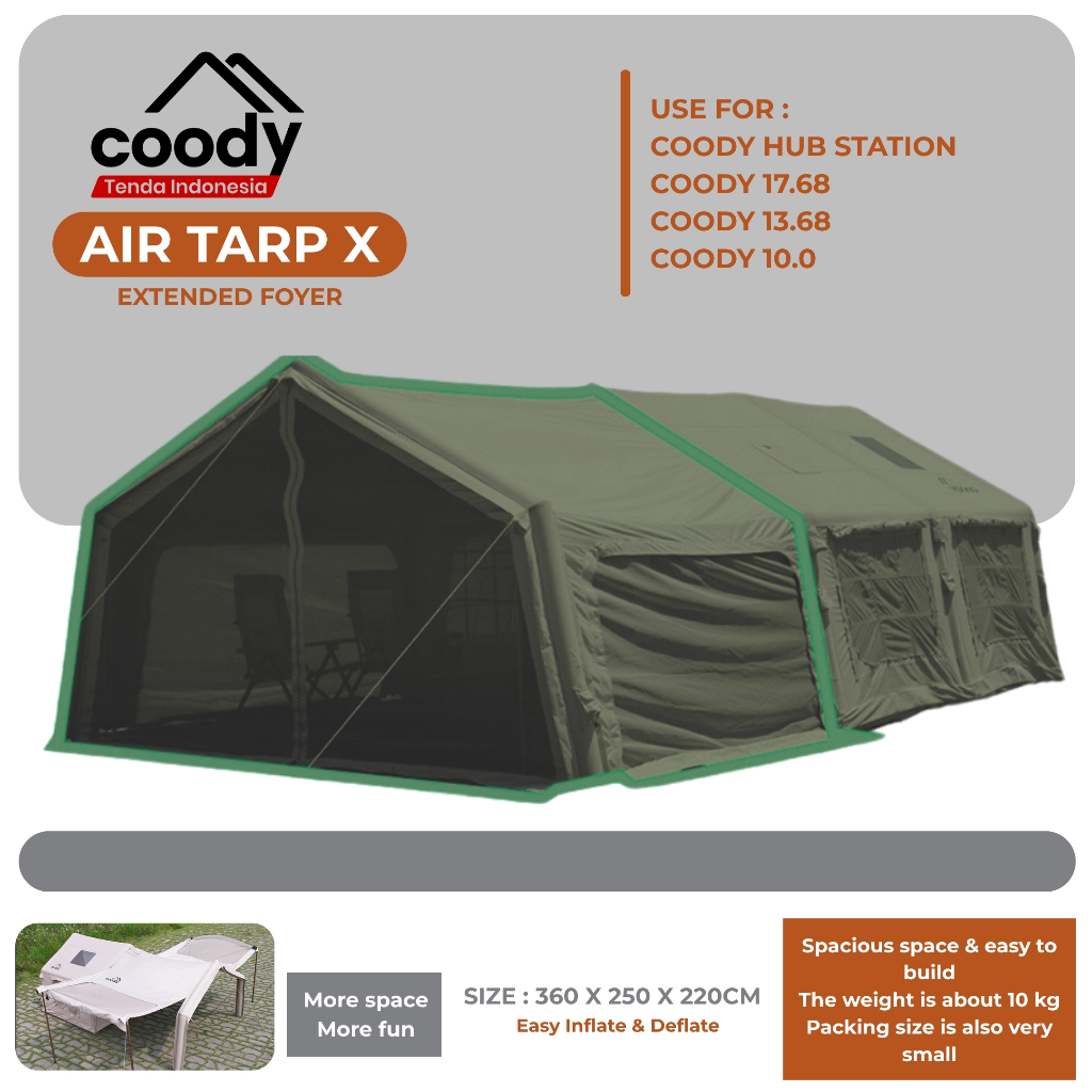 Jual Coody Air Tarp X "Extended foyer" Army Green For Coody Hub Station, Coody 17.68, Coody 13. ...