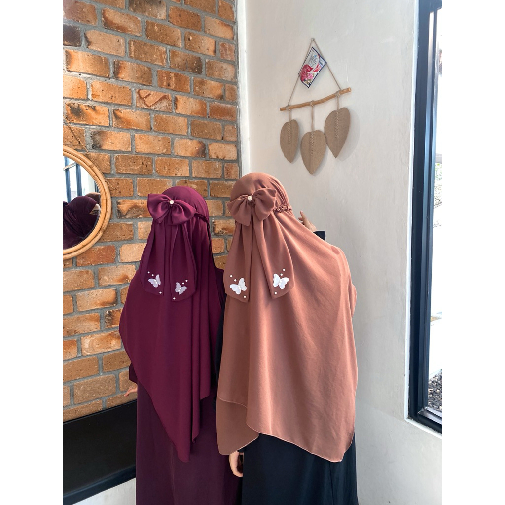 Jual [COD]hijab set cadar remple karet pita butterfly syahshel | Shopee ...