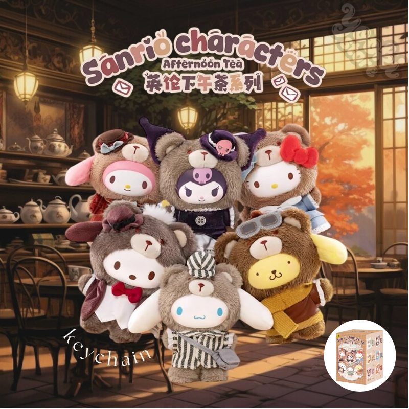 Jual Blind Box Sanrio Family British Afternoon Tea Vinyl Face Plush Key Chain Boneka Karakter ...