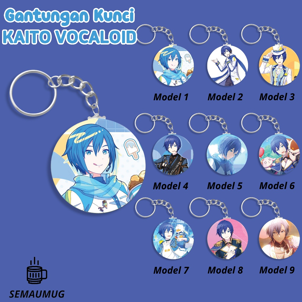 Jual GANTUNGAN KUNCI KAITO VOCALOID KADO GANCI BULAT ANIME LUCU PRINT ...