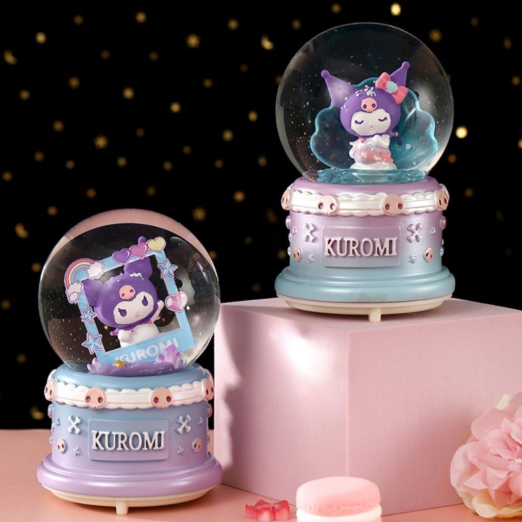 Jual Snowball Kuromi Moon Kotak Musik Kuromi Lampu Tidur Bola Kristal ...