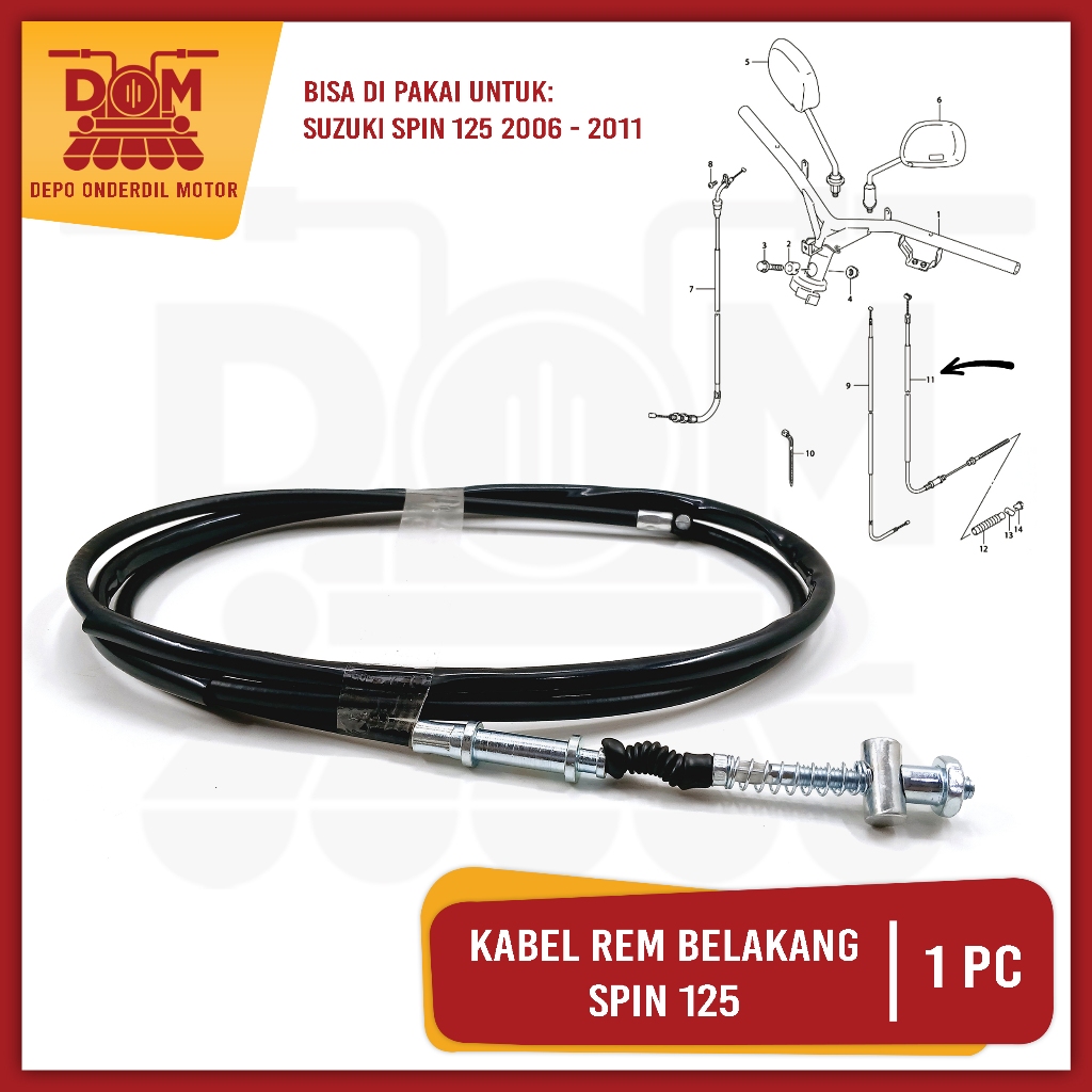Jual Kabel Rem Belakang Spin (KAGAYAKU) Brake Cable Seling Iner Kawat ...