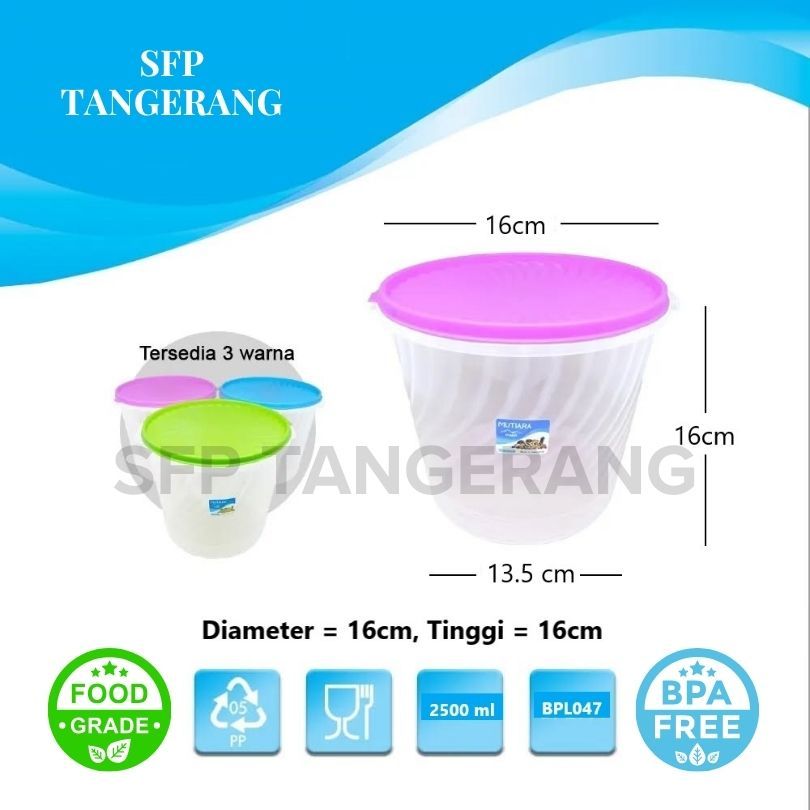Jual Toples Sealware 2.5 Liter Plastik Tempat Kerupuk Peyek Bulat BPA FREE PP5 Aman Untuk ...