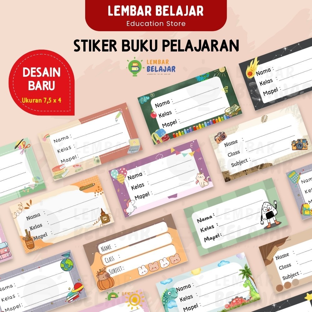 Jual LEMBAR BELAJAR Stiker Nama Buku Pelajaran Isi 10 Ukuran 7,5 x 4 cm ...
