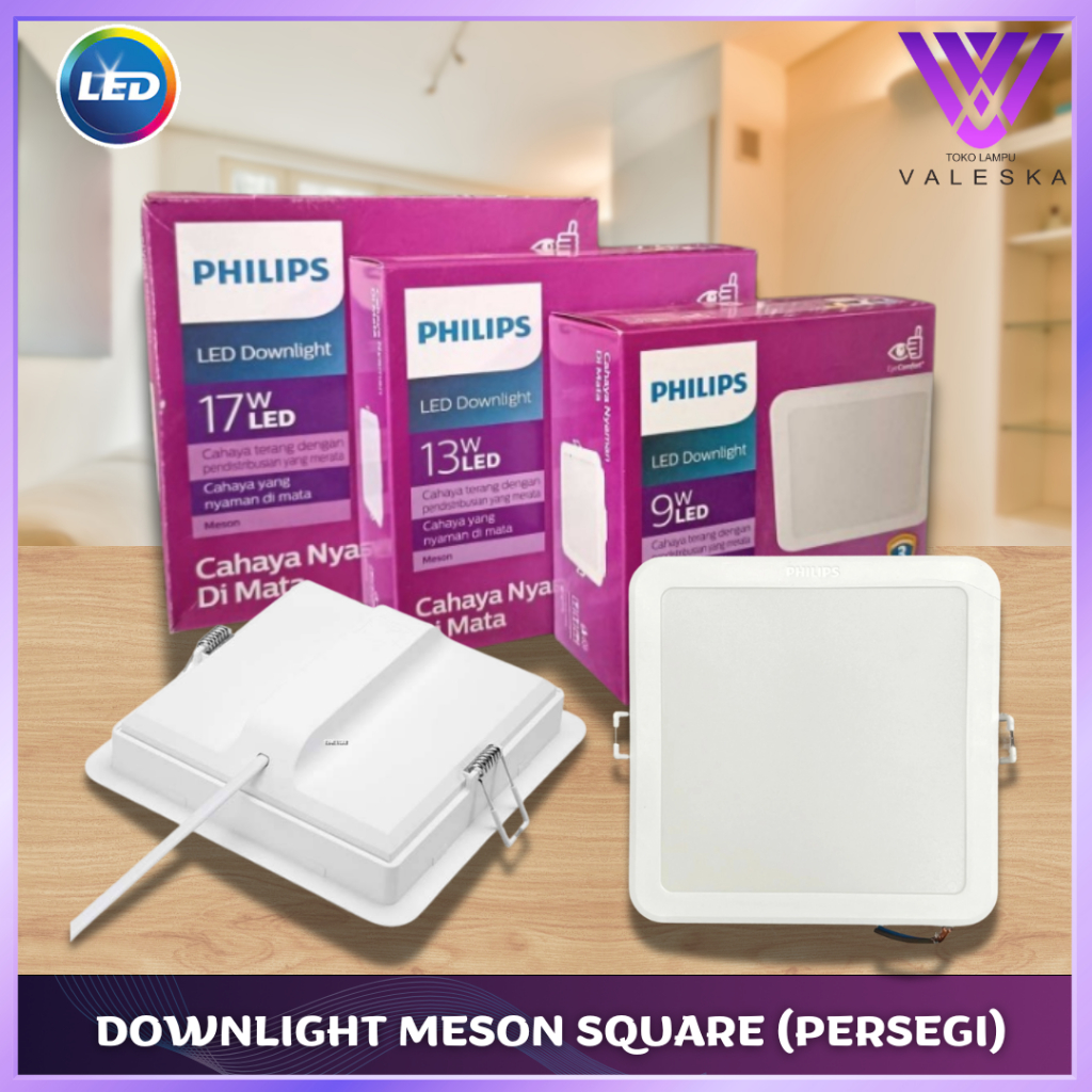 Jual PHILIPS Downlight LED Inbow Meson Square Kotak Persegi WH SQ Recessed 9W 13W 17W | Shopee ...