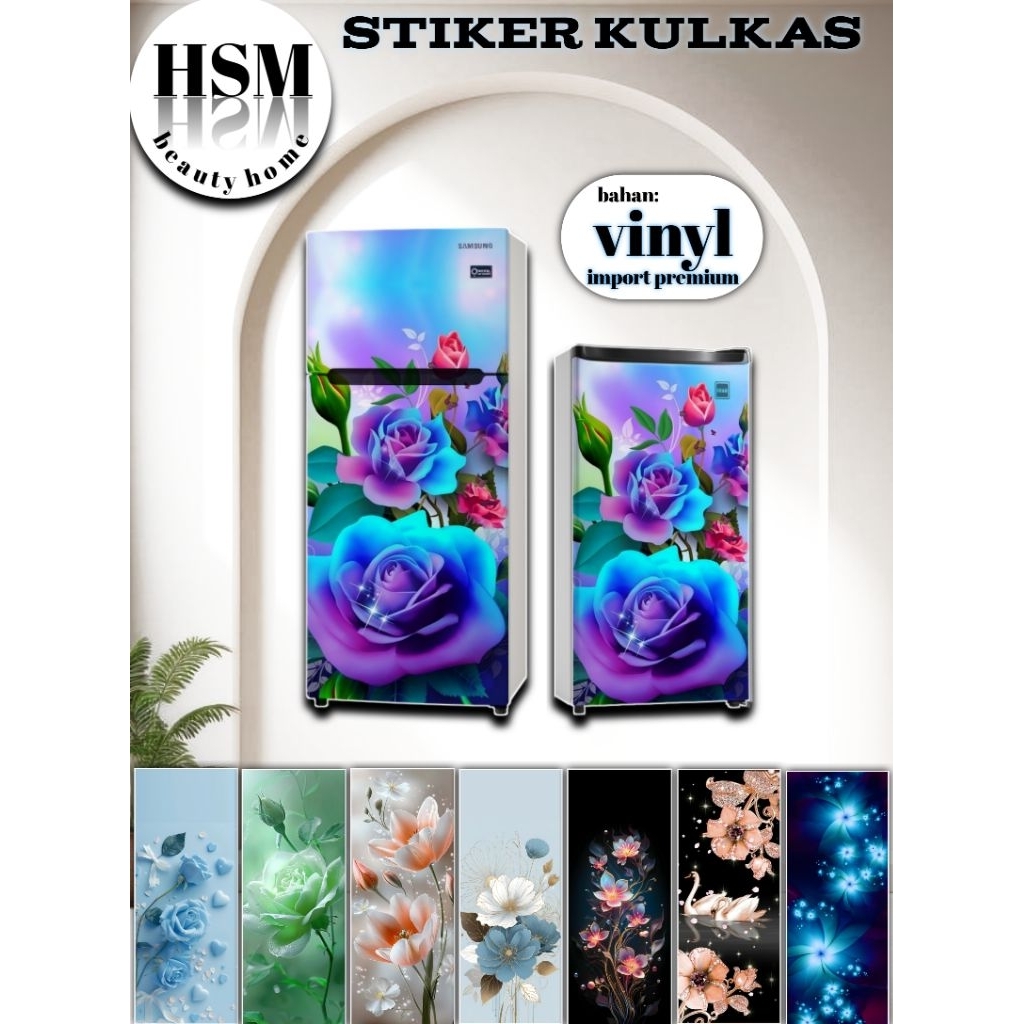 Jual stiker kulkas 1 pintu dan sticker kulkas 2 pintu motif bunga lucu ...