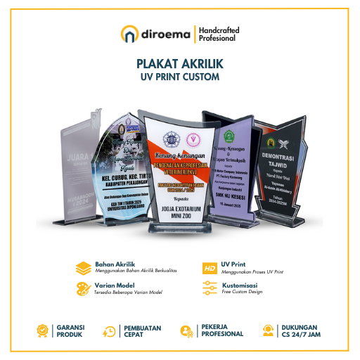 Jual Plakat Piagam Penghargaan Wisuda Akrilik UV Print Custom - Diroema ...