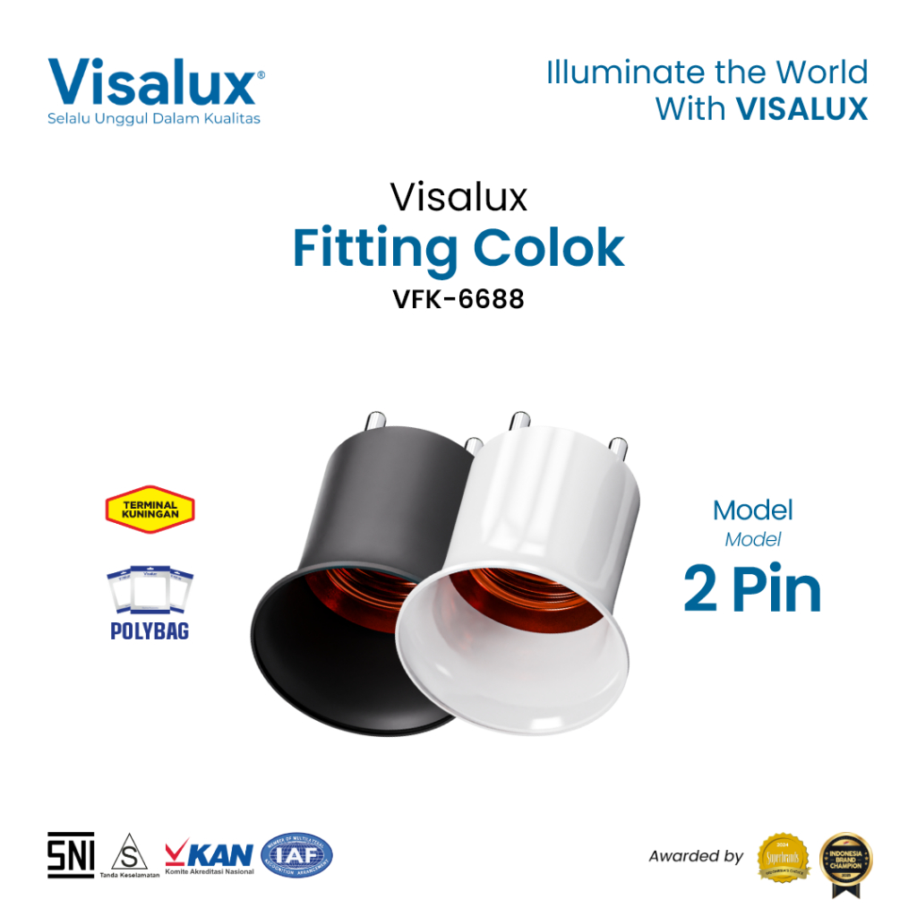 Jual Visalux Fitting Colok Black / White (2 Pin) E27 - Fitting Lampu ...