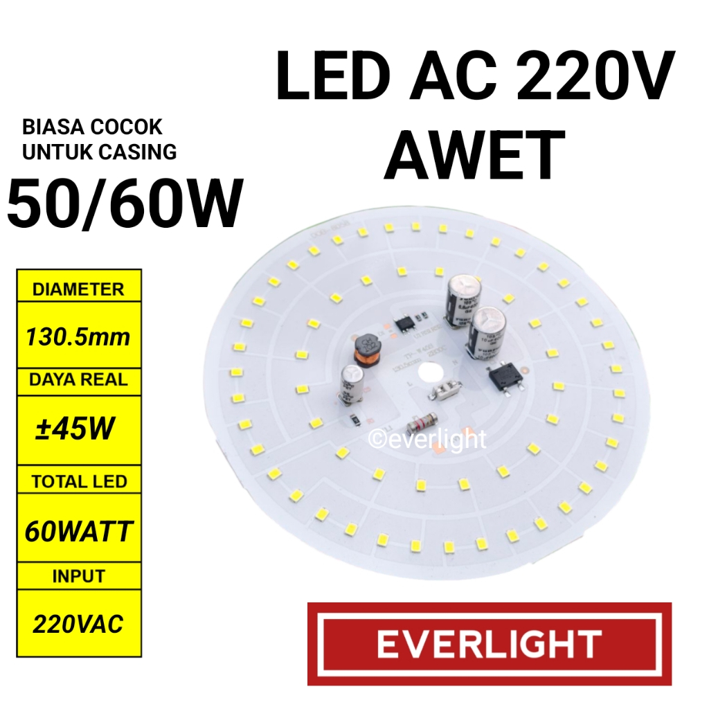 Jual Modul LED AC 220V 45W Bulat Tanpa Driver Diameter 130.5mm Lampu ...