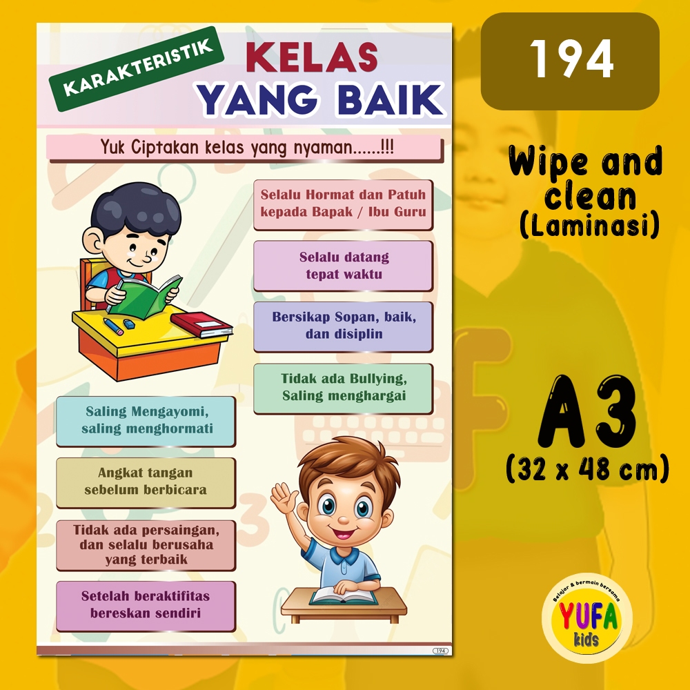 Jual 194 poster karakteristik kelas yang baik - Poster Edukasi Anak - Poster belajar anak ...