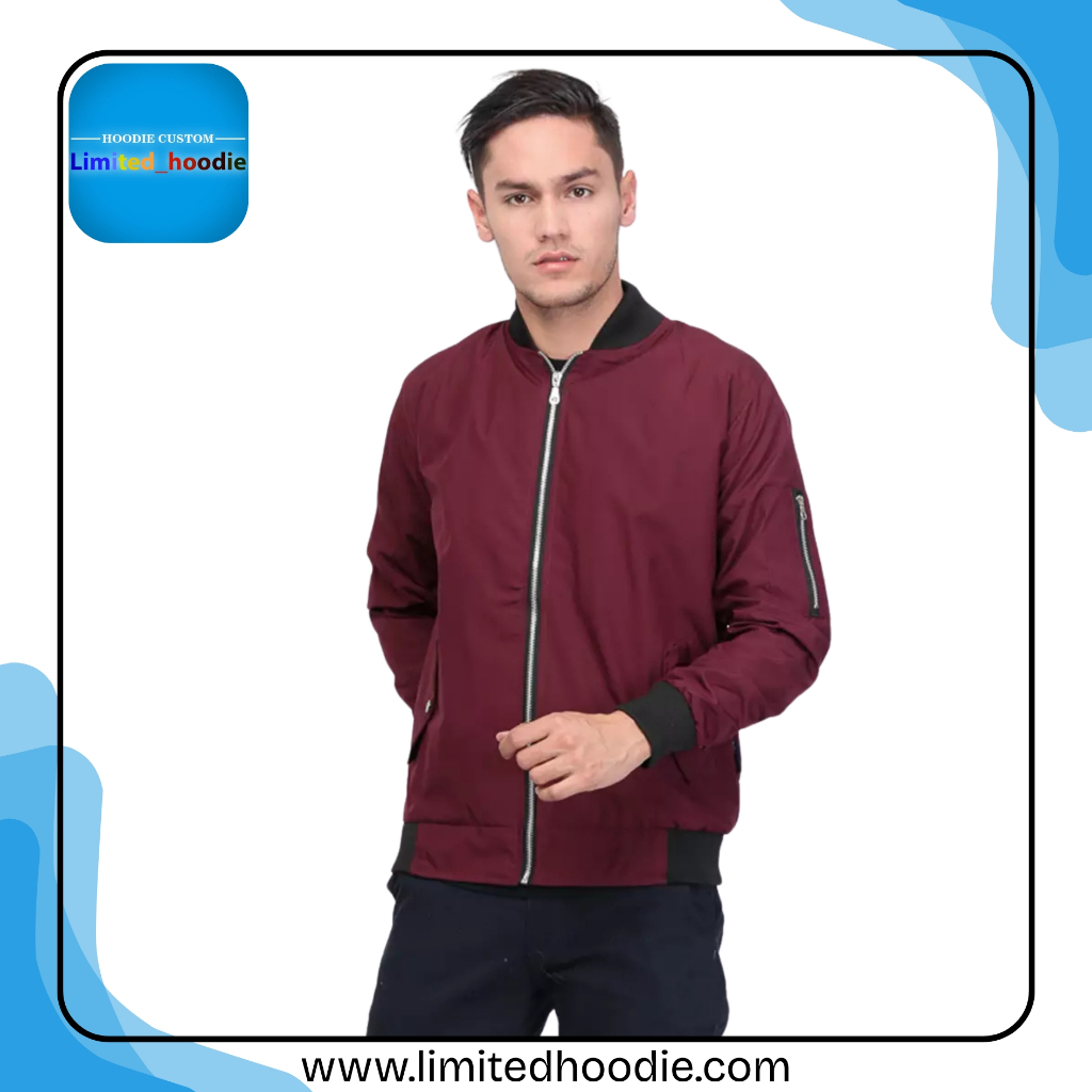 Jual Jaket bomber merah maroon tebal bahan taslan import 2 in 1 Bisa ...