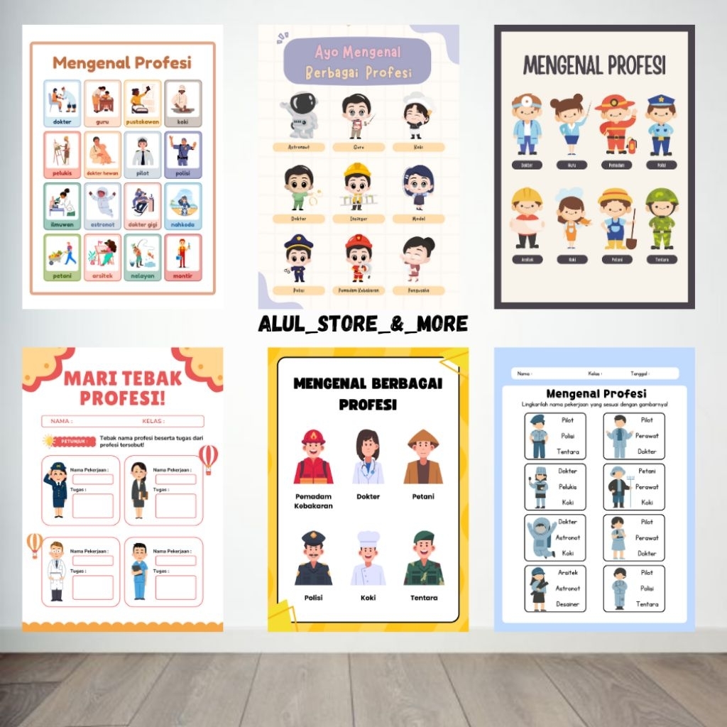 Jual Poster Edukasi Anak - Mengenal Berbagai Profesi | Shopee Indonesia