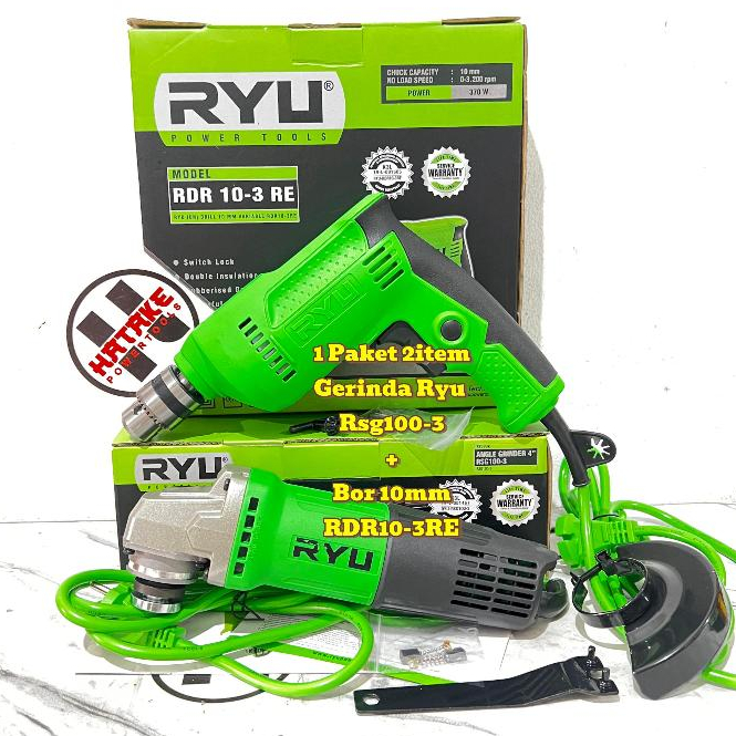 Jual 1 Paket 2 item , RYU Gerinda RSG100-3 + BOR 10MM RDR10-3RE Paket ...